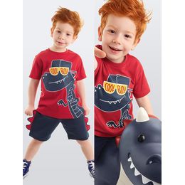 Denokids 2tlg. Outfit "Cool Dino" in Rot/ Dunkelblau - 68% | Gr&ouml;&szlig;e 116 | Kinder-oberteile