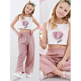 Denokids 2tlg. Outfit in Wei&szlig;/ Rosa - 70% | Gr&ouml;&szlig;e 104 | Kinder-oberteile
