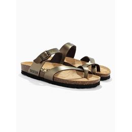 BACKSUN Leder-Zehentrenner "Barcelone" in Gold - 62% | Gr&ouml;&szlig;e 38 | Damen-sandalen