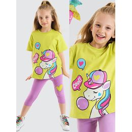 Denokids 2tlg. Outfit "Cool Unicorn" in Gelb/ Lila - 67% | Gr&ouml;&szlig;e 122 | Kinder-blusen-hemden