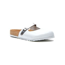 Comfortfusse Leder-Clogs in Silber/ Wei&szlig; - 63% | Gr&ouml;&szlig;e 36 | Damen-sandalen