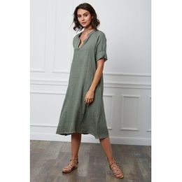 Fleur de Lin Leinen-Kleid "Granel" in Khaki - 77% | Gr&ouml;&szlig;e L | Damen-kleider