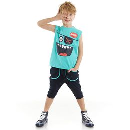 Denokids 2tlg. Outfit "Ahoy" in T&uuml;rkis/ Schwarz - 72% | Gr&ouml;&szlig;e 110 | Kinder-oberteile