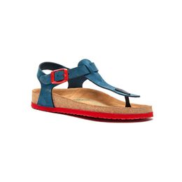Comfortfusse Leder-Zehensandalen in Blau/ Rot - 62% | Gr&ouml;&szlig;e 40 | Damen-sandalen