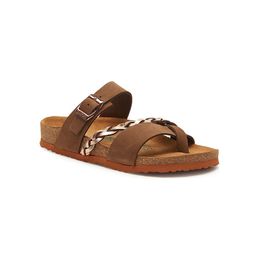 Comfortfusse Leder-Zehentrenner in Gold/ Braun - 62% | Gr&ouml;&szlig;e 36 | Damen-sandalen