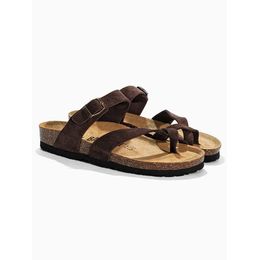 BACKSUN Leder-Zehentrenner "Barcelone" in Braun - 63% | Gr&ouml;&szlig;e 40 | Damen-sandalen