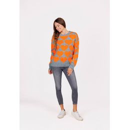 Key Largo Pullover "Beat" in Grau/ Orange - 62% | Gr&ouml;&szlig;e L | Damen-pullover-cardigans