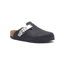 Comfortfusse Leder-Clogs in Schwarz/ Silber - 59% | Gr&ouml;&szlig;e 35 | Damen-pantoletten