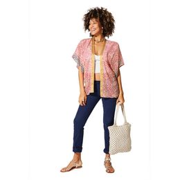 Aller Simplement Kimono in Beige/ Rot - 72% | Gr&ouml;&szlig;e 34-40 | Damen-pullover-cardigans