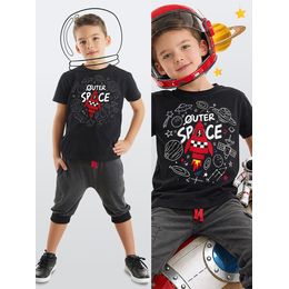 Denokids 2tlg. Outfit "Space Rocket" in Schwarz/ Anthrazit - 71% | Gr&ouml;&szlig;e 104 | Kinder-oberteile