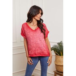 Fleur de Lin Leinen-Shirt "Fabioza" in Rot - 75% | Gr&ouml;&szlig;e L | Damen-tops