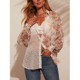Milan Kiss Hemd in Creme/ Rosa/ Hellbraun - 68% | Gr&ouml;&szlig;e L | Damen-blusen