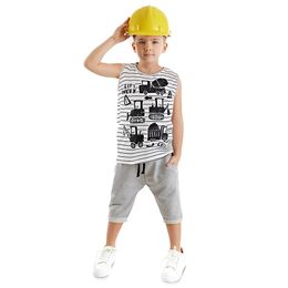 Denokids 2tlg. Outfit "Vehicles" in Wei&szlig;/ Grau - 71% | Gr&ouml;&szlig;e 110 | Kinder-oberteile