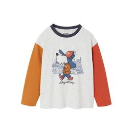 Vertbaudet Longsleeve in Hellgrau/ Orange - 38% | Gr&ouml;&szlig;e 116 | Kinder-longsleeves