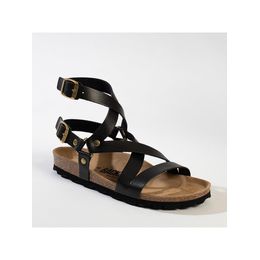 BACKSUN Leder-Sandalen "Chancay" in Schwarz - 62% | Gr&ouml;&szlig;e 38 | Damen-sandalen