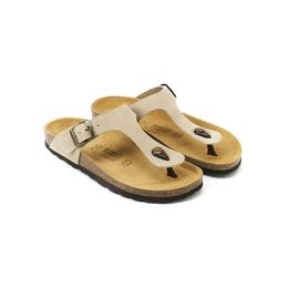 Mandel Leder-Zehentrenner "Blanca" in Beige - 56% | Gr&ouml;&szlig;e 36 | Damen-sandalen