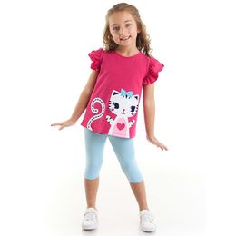 Denokids 2tlg. Outfit "Whitecat" in Pink/ Hellblau - 70% | Gr&ouml;&szlig;e 110 | Kinder-blusen-hemden