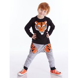 Denokids 2tlg. Outfit "Tiger Paws" in Schwarz/ Grau - 66% | Gr&ouml;&szlig;e 122 | Kinder-longsleeves