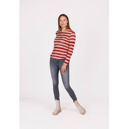 Key Largo Longsleeve "Happiness" in Beige/ Rot - 58% | Gr&ouml;&szlig;e XS | Damen-tops