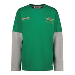 Vingino Longsleeve in Gr&uuml;n/ Grau - 55% | Gr&ouml;&szlig;e 140 | Kinder-longsleeves