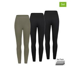 Sublevel 3er-Set: Leggings in Khaki/ Schwarz - 62% | Gr&ouml;&szlig;e L | Damenhosen