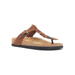 Comfortfusse Leder-Zehentrenner in Hellbraun - 63% | Gr&ouml;&szlig;e 40 | Damen-sandalen