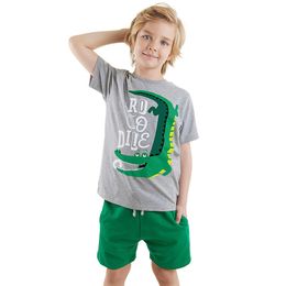 Denokids 2tlg. Outfit "Croco Boy" in Gr&uuml;n/ Grau - 69% | Gr&ouml;&szlig;e 92 | Kinder-oberteile