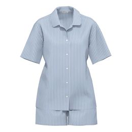 Seidensticker Pyjama in Hellblau/ Wei&szlig; - 56% | Gr&ouml;&szlig;e 42 | Damen-loungewear