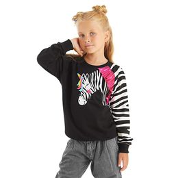 Denokids Sweatshirt "Zebra Ruffled" in Schwarz - 62% | Gr&ouml;&szlig;e 116 | Kinder-sweatshirts-jacken
