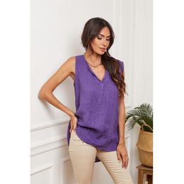 Fleur de Lin Leinen-Top "Harley" in Lila - 79% | Gr&ouml;&szlig;e S | Damen-tops