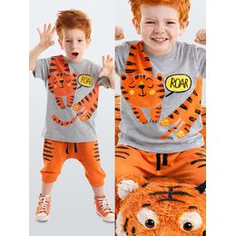 Denokids 2tlg. Outfit "Roar Tiger" in Grau/ Orange - 71% | Gr&ouml;&szlig;e 104 | Kinder-oberteile