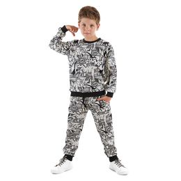 Denokids 2tlg. Outfit "Comic Dino" in Grau - 68% | Gr&ouml;&szlig;e 116 | Kinder-sweatshirts-jacken