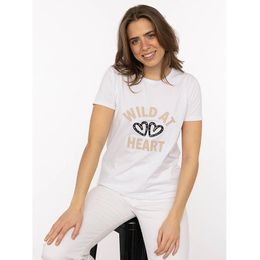 Zwillingsherz Shirt "Leo Herzen" in Wei&szlig; - 35% | Gr&ouml;&szlig;e M | Damen-tops