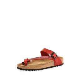 Comfortfusse Leder-Zehentrenner in Rot - 78% | Gr&ouml;&szlig;e 41 | Damen-sandalen