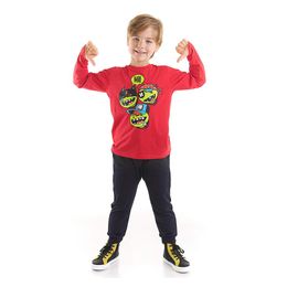 Denokids 2tlg. Outfit "Hi Gang" in Rot/ Schwarz - 76% | Gr&ouml;&szlig;e 98 | Kinderhosen