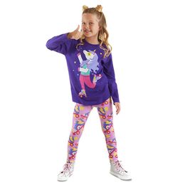Denokids 2tlg. Outfit "Skate Unicorn" in Lila/ Rosa - 69% | Gr&ouml;&szlig;e 140 | Kinder-longsleeves