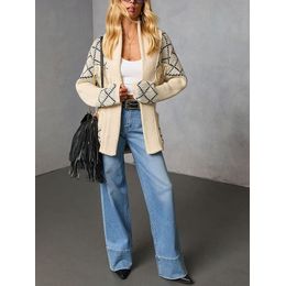 LA Angels Cardigan in Creme/ Schwarz - 61% | Gr&ouml;&szlig;e S | Damen-pullover-cardigans