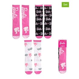 Lucky Socks 3er-Set: Socken "Barbie" in Wei&szlig;/ Pink/ Schwarz - 60% | Gr&ouml;&szlig;e 27-30 | Kinder-socken-strumpfhosen