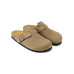 Mandel Leder-Clogs "Noe" in Taupe - 56% | Gr&ouml;&szlig;e 40 | Damen-pantoletten
