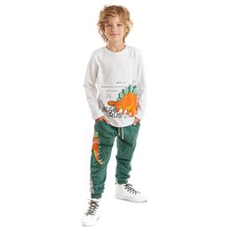 Denokids 2tlg. Outfit "Stegosaurus" in Wei&szlig;/ Gr&uuml;n - 66% | Gr&ouml;&szlig;e 116 | Kinder-longsleeves