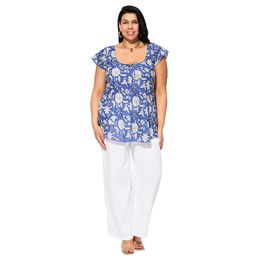 Aller Simplement Bluse in Blau/ Wei&szlig; - 73% | Gr&ouml;&szlig;e 54-58 | Damen-blusen