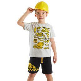 Denokids 2tlg. Outfit "Construction" in Wei&szlig;/ Schwarz - 67% | Gr&ouml;&szlig;e 116 | Kinder-oberteile