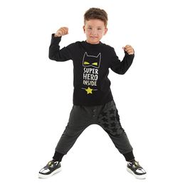 Denokids 2tlg. Outfit "Super Hero" in Schwarz - 72% | Gr&ouml;&szlig;e 110 | Kinder-longsleeves