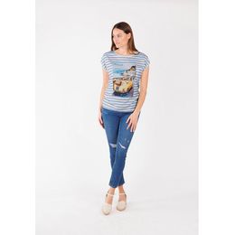 Key Largo Shirt "Travel" in Wei&szlig;/ Hellblau - 62% | Gr&ouml;&szlig;e XS | Damen-tops