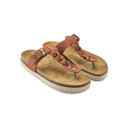 Mandel Leder-Zehentrenner in Hellbraun - 62% | Gr&ouml;&szlig;e 39 | Damen-sandalen