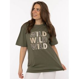 Zwillingsherz Shirt "Wild Wild Wild" in Khaki - 47% | Gr&ouml;&szlig;e S | Damen-tops