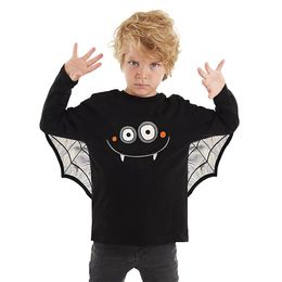 Denokids Longsleeve "Halloween Face" in Schwarz - 65% | Gr&ouml;&szlig;e 104/110 | Kinder-longsleeves