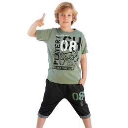 Denokids 2tlg. Outfit "Player 08" in Khaki/ Anthrazit - 71% | Gr&ouml;&szlig;e 122 | Kinder-oberteile