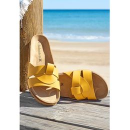 BABUNKERS Family Leder-Pantoletten in Gelb - 50% | Gr&ouml;&szlig;e 39 | Damen-pantoletten