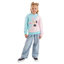 Denokids Hoodie "Unicorn Bunny" in T&uuml;rkis/ Rosa - 68% | Gr&ouml;&szlig;e 98 | Kinder-sweatshirts-jacken